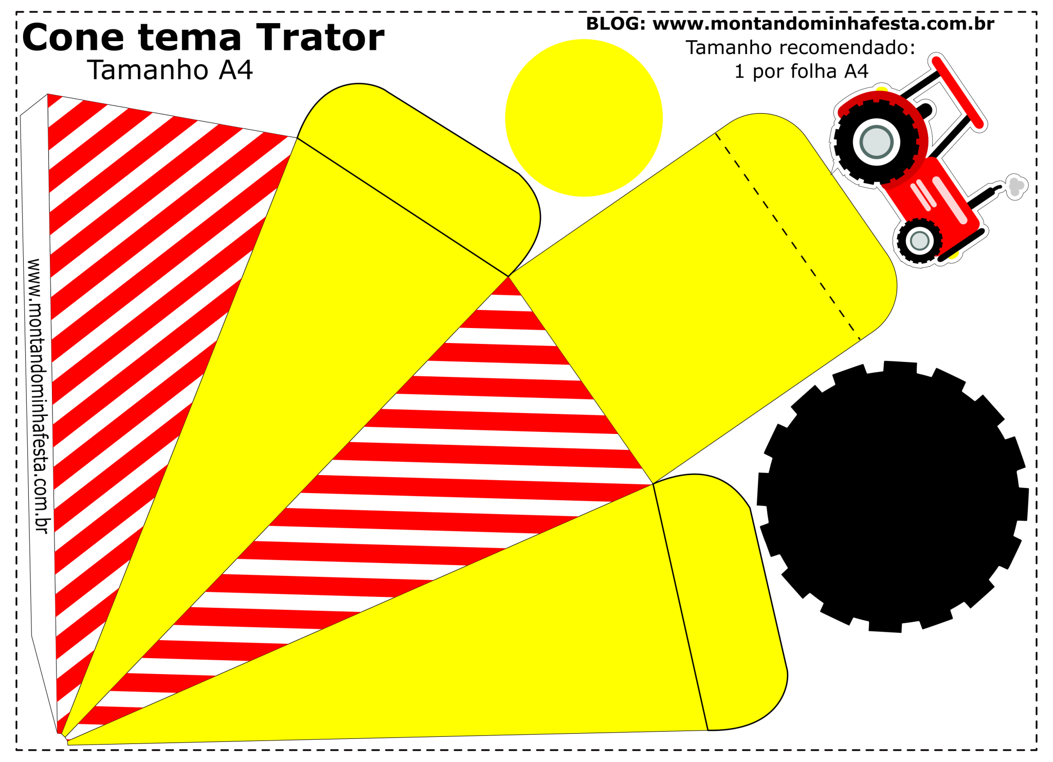 Kit festa trator vermelho para imprimir