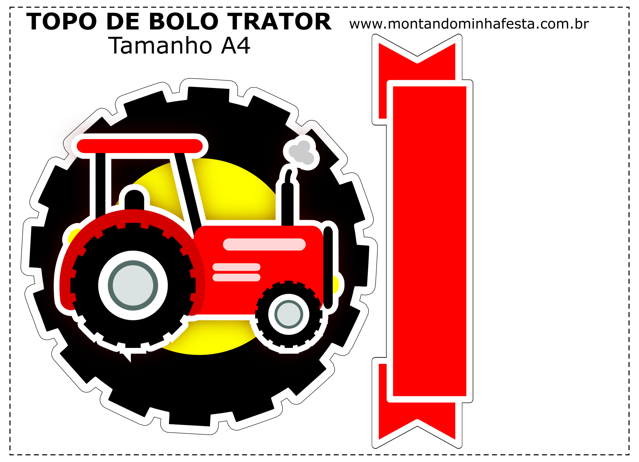 Kit festa trator vermelho para imprimir