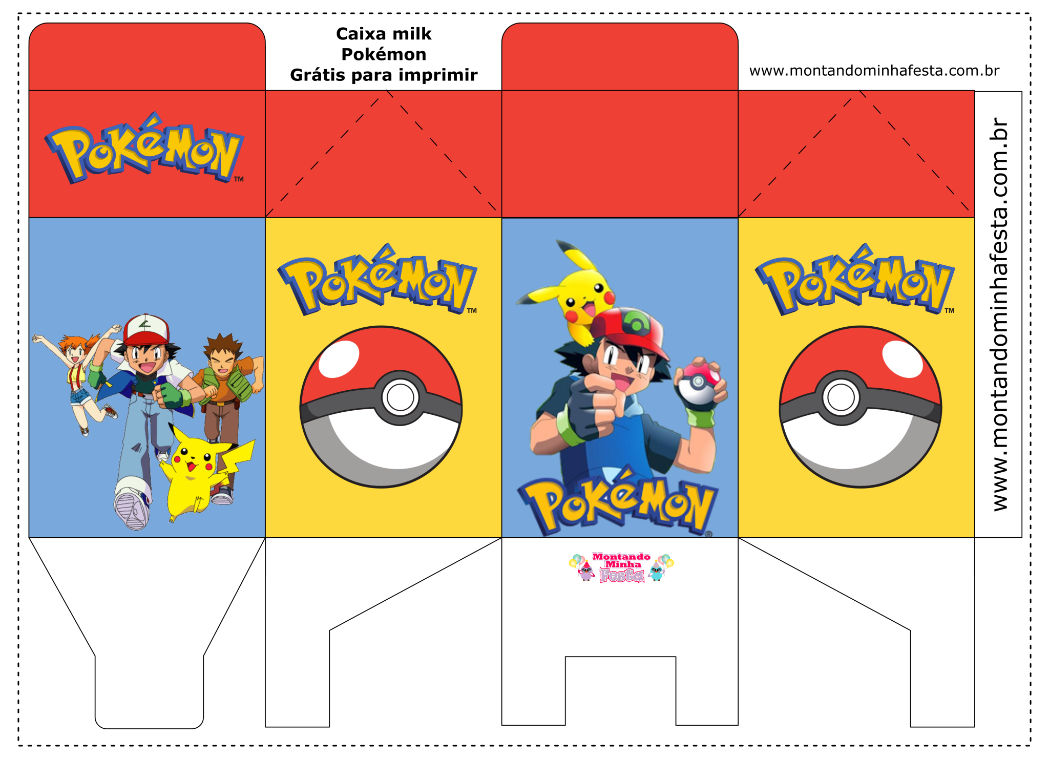 Kit festa Pokémon grátis para imprimir - Montando Minha Festa